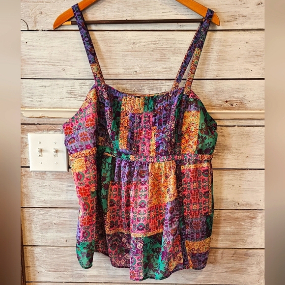 True Craft | Tops | True Craft Boho Pink Purple Green Floral Tank Top ...